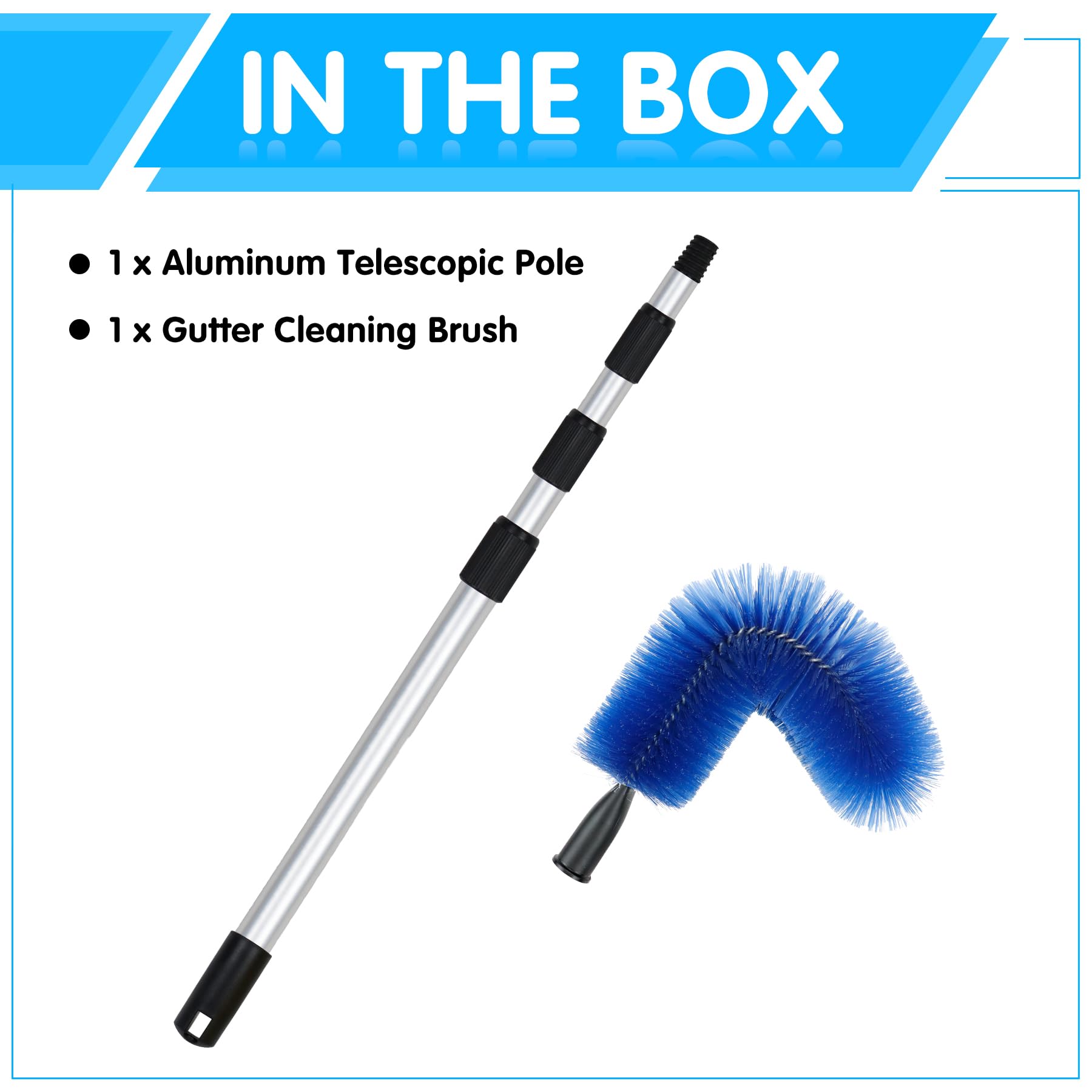 Air Jade Gutter Cleaning Brush, Adjustable Roofing Gutter Cleaning Tools From The Ground, Easy Cleaning Leaves and Debris