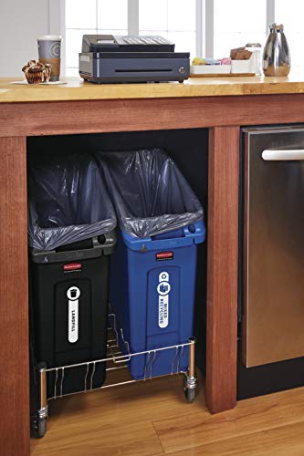 Rubbermaid Commercial Products 2026721 Slim Jim Under-Counter Trash Can with Venting Channels, 23 Gallon, Gray