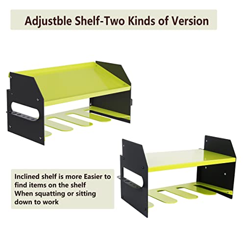 Drill Storage Rack,Power Tool Organizer Drill Holder Wall Mount, Drill Organizer for Garage, Workshop,Drill Bit Storage Shlef, Holds 4 Drills with Screws Box (Green-2 Layer)