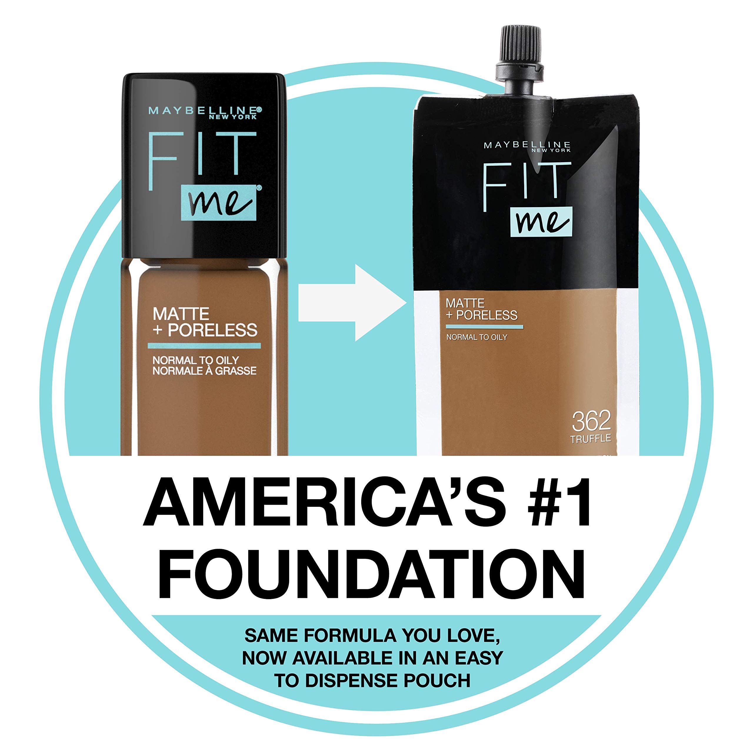 Maybelline New York Fit Me Matte + Poreless Liquid Foundation, Pouch Format, 102 Fair Porcelain, 1.3 Ounce