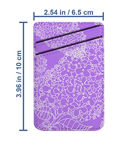 Diascia Pack of 2 - Cellphone Stick on Leather Cardholder ( Amazing Branches Lilac Flowers Violet Pattern Pattern ) ID Credit Card Pouch Wallet Pocket Sleeve