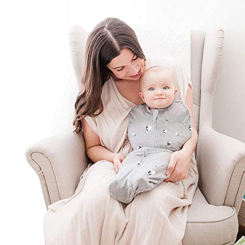 Happiest Baby Sleepea 5-Second Swaddle - 100% Organic Cotton Baby Swaddle Blanket - Doctor Designed Promotes Healthy Hip Development (Graphite Planets, Small)