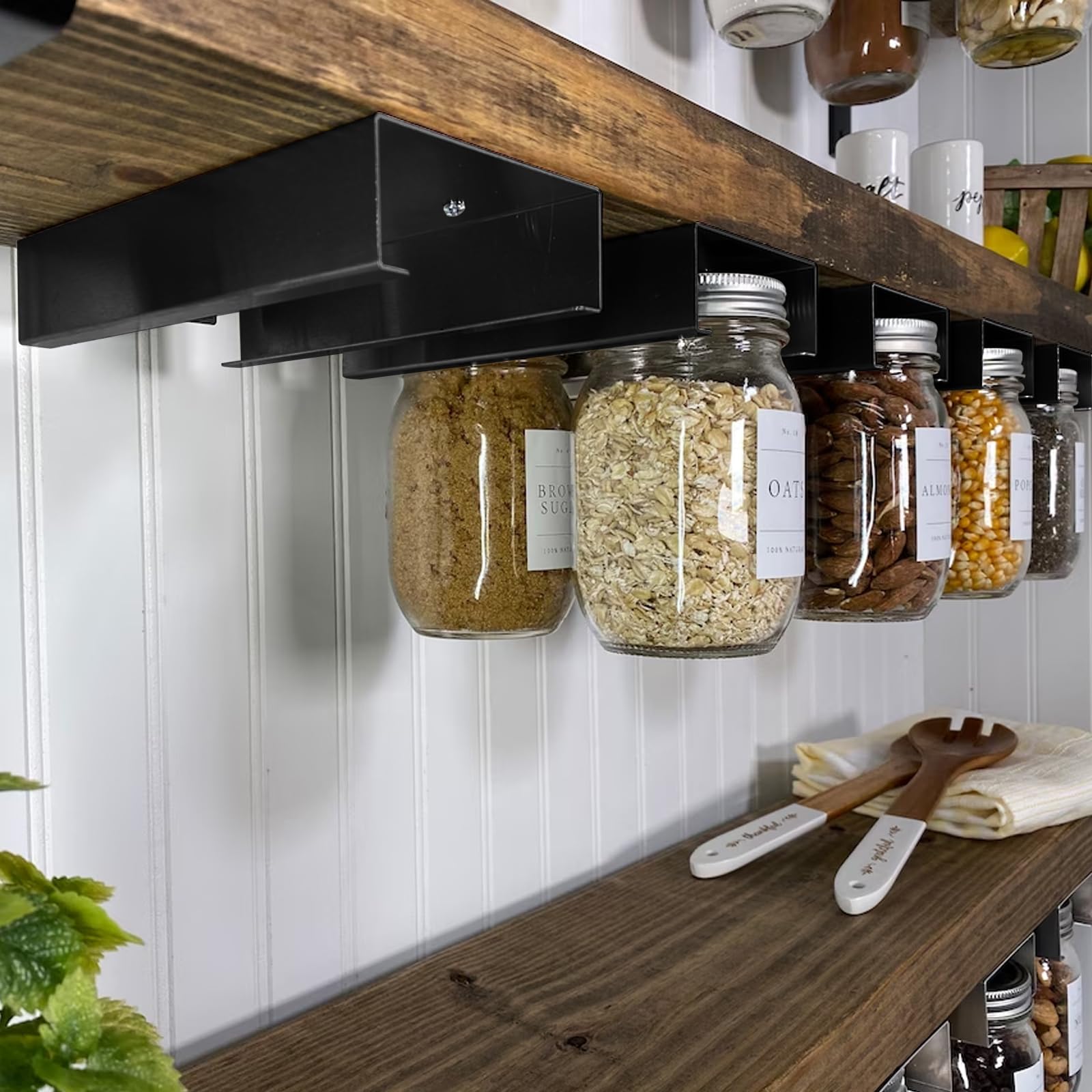 Art Secret Mason Jar Holders (2 Pack) Storage Rack Hanger Brackets for Mason Jars - Kitchen Pantry Jar Organization (Regular Mouth)