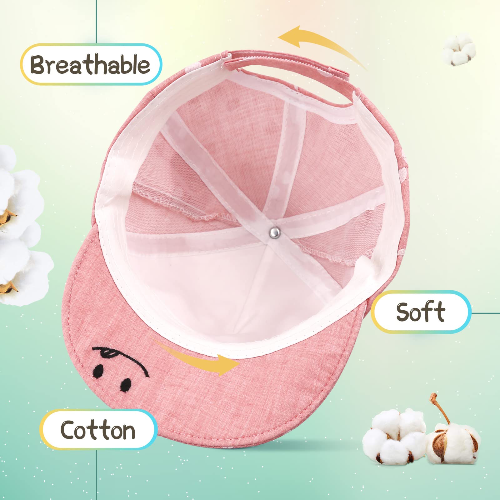 Dot Partten Baby Caps Summer Girl Boys Sun Hat With Ear Spring Summer Newborn Photography Props (Pink),One Size