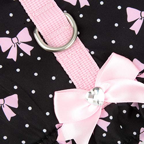 SELMAI Bow Tie Dog Harness for Small Dogs Ruffles Design Cat Harness and Leash for Walking Adjustable Soft Padded for Puppies Boys Girls Kitten Jacket Easy on Spring Autumn XS