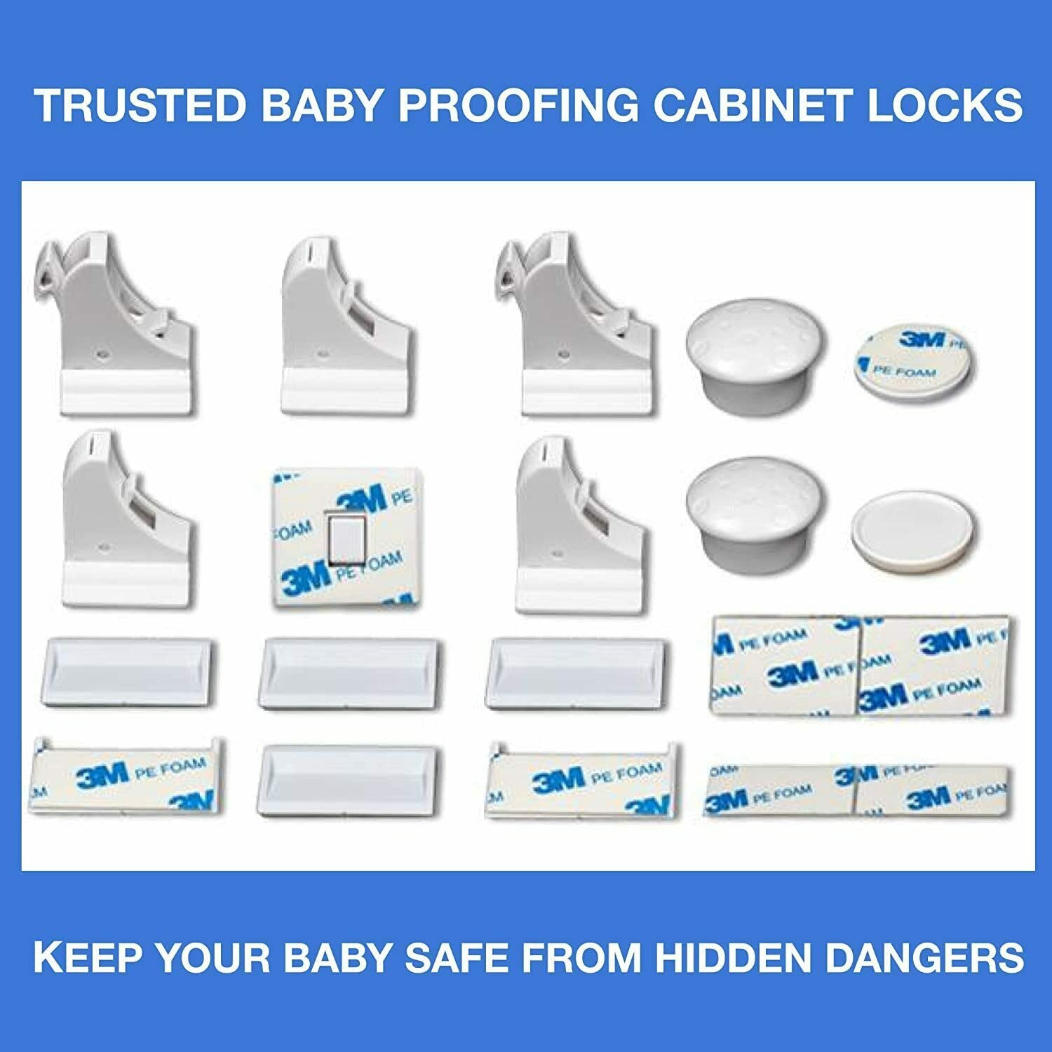ItsyKidsyCare Baby Proofing Magnetic Cabinet Locks for Child Safety for Cabinets and Drawers No Tools or Screws Needed, 6 Locks, 2 Keys and 4 Bonus 3M Adhesives