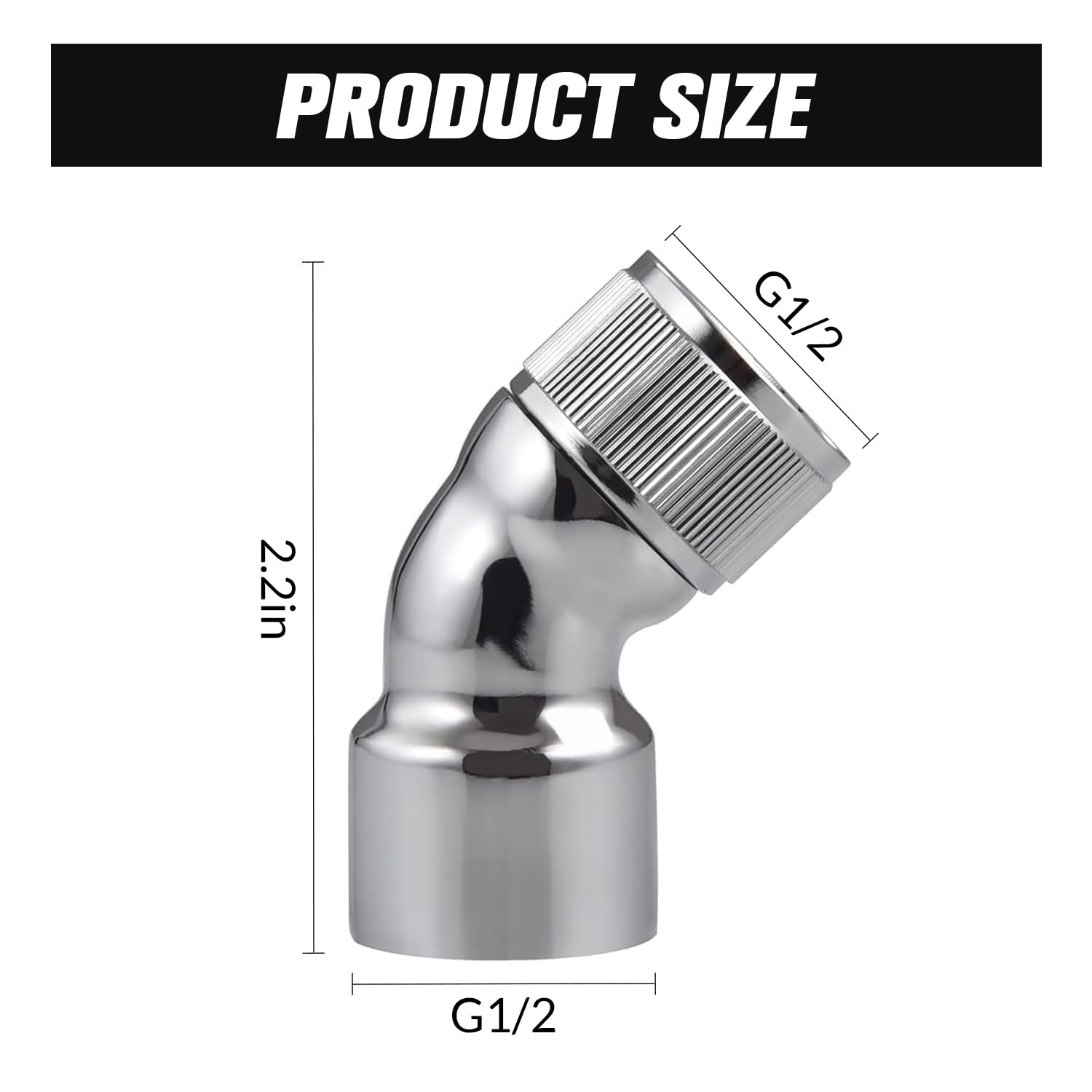 Worldwhere 45 Degree Shower arm Elbow Adapter,Shower Elbow Adapter for Shower Head,Female to Female Chrome