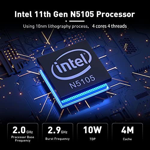 Beelink Processor N5105(up to 2.9GHz), U59 Pro Mini PC, Mini Desktop Computer with 16GB DDR4 + 500GB SSD, Supports 4K Dual HDMI/Type-C, Dual WiFi, BT4.0 Small Computer