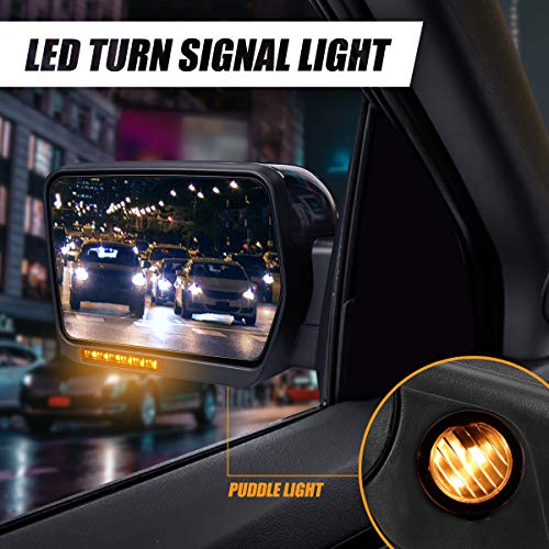 Left Driver Side Chrome Power Heated Glass w/Amber LED Turn Signal Light Towing Mirror Compatible with Ford F150 04-14