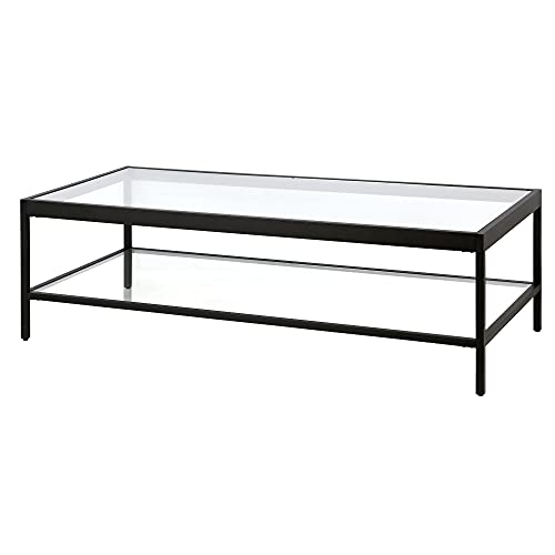 Henn&Hart 54" Wide Rectangular Rectangular Coffee Table in Blackened Bronze, Modern Rectangular Coffee Tables for living room, studio apartment essentials