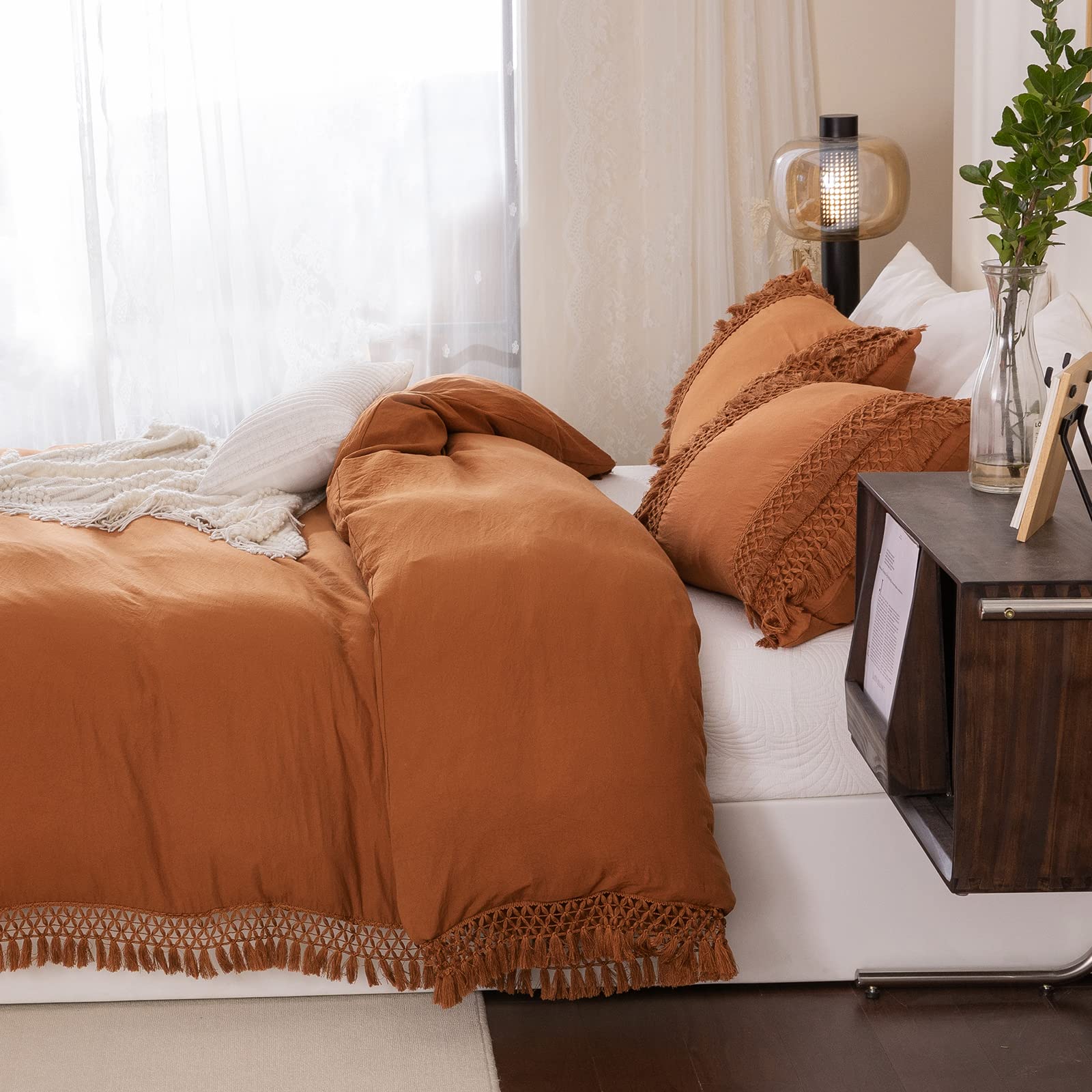 Kids Twin Comforter Set Taupe Tan Boho Bedding Comforter Tassel Bohemian Decorative Bedding Set for Girls Boys Extra Soft All Season Bed Set Twin Size(Twin, Taupe)