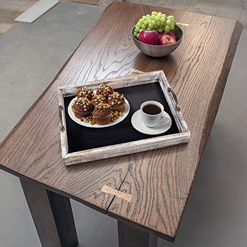 Serving Trays β Rustic Nesting Serving Trays with Chalkboard Surface and Decorative Handles β Charcuterie Tray for Coffee Table β Set of 2 Stackable Wood Serving Trays β Vintage Design