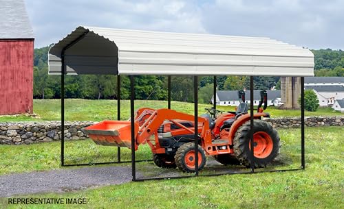Arrow Carports Galvanized Steel Carport, Compact Car Metal Carport Kit, 10' x 24' x 9', Eggshell