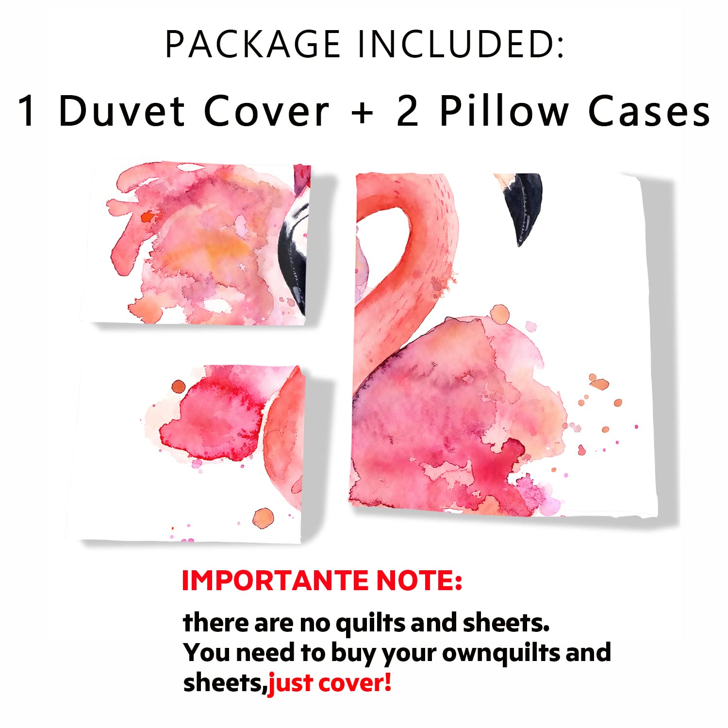 AILONEN Flamingo Duvet Cover Set King Size,Tropical Flamingo Pattern Bedding Set for Kids Boys Girls,Flamingo Pattern Comforter Cover Set,1 Quilt Cover 2 Pillowcases 3 Piece