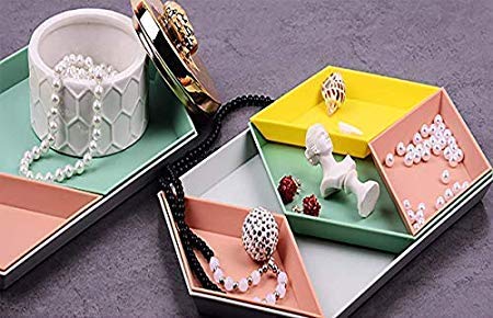 Serving Trays, Flat Trays Plastic Jewelry Tray Trinket Dish, UNIKON Small Storage Platters Food Serving Platter Set of 4, Great for Organization, Display, Decoration