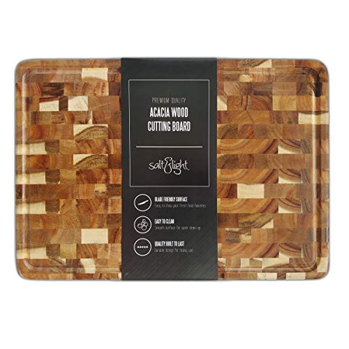 Salt & Light Acacia Wood Cutting Board for Kitchen with Juice Groove, 12 x 17 x 1.25 inches