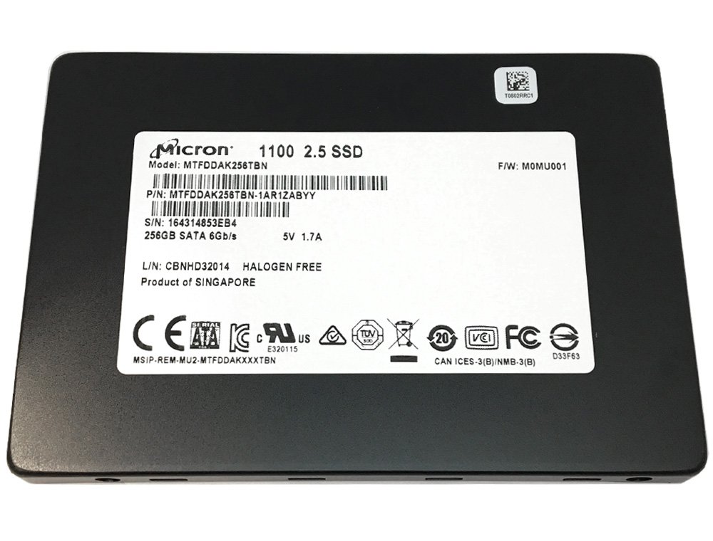 Micron 1100 MTFDDAK256TBN 256GB 2.5-inch SATA III AES-256 encryption TLC NAND (6.0Gb/s) Internal Solid State Drive (SSD) New - w/3 Year Warranty