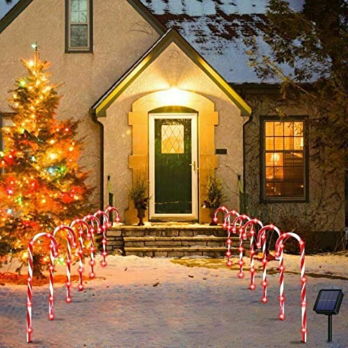 Christmas Candy Cane Lights,Solar Christmas Light, Christmas Candy Cane Pathway Lights, Christmas Decoration for Home Garden, New Year Xmas Lawn Lights,8pcs
