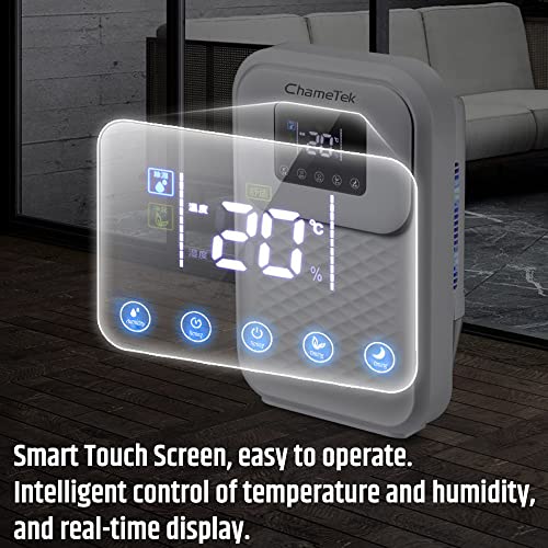 ChameTek Quiet Dehumidifier with Drain Hose for Bedroom Bathroom Basements Garage RV Smart Shut Off 80 OZ 530 Sq.Ft Dual-core Power and Small Space