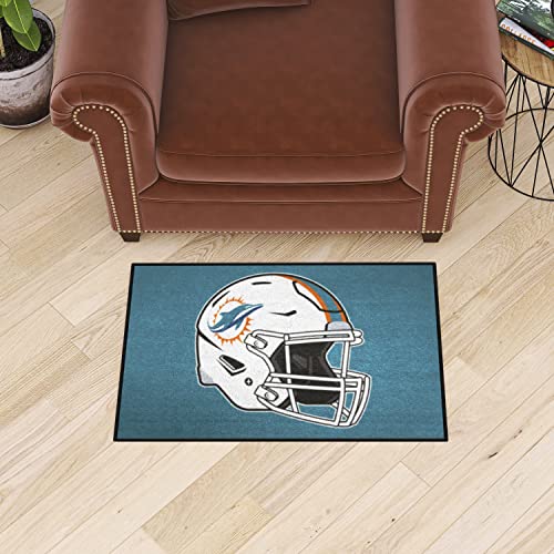 FANMATS 5793 Miami Dolphins Starter Mat Accent Rug - 19in. x 30in. | Sports Fan Home Decor Rug and Tailgating Mat - Dolphins Helmet Logo