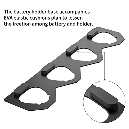 Herbert-fty Metal Milwaukee M12 Battery Holder,Durable Battery Wall Mount Rack for Milwaukee M12 12V Battery,Milwaukee Battery Storage with 4 Slots,Battery Mount Organizer for Milwaukee,Black