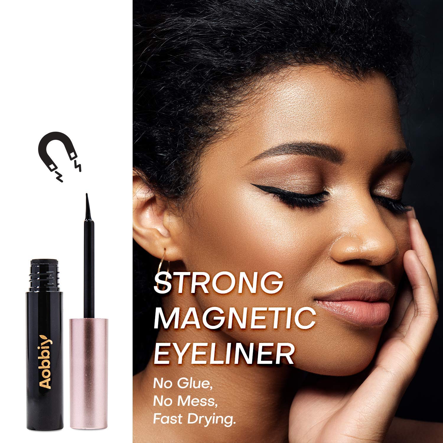 AOBBIY 10 Pair of Magnetic Eyelash, Plus 4 Tube of Eyeliners, Plus 1 Application Tool, Realistic and Soft Magnetic Eyelashes, Strong Hold and Easy to Apply, 25 Piece Set