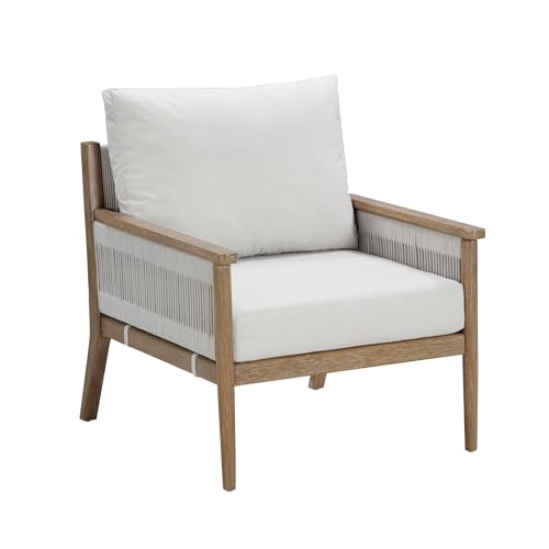 Nathan James Kayden Bohemian 3-Piece Patio Conversation Set, Outdoor Loveseat Set with Removable Cushion Covers, Solid Acacia Wood Patio Loveseat and Chairs, Light Brown