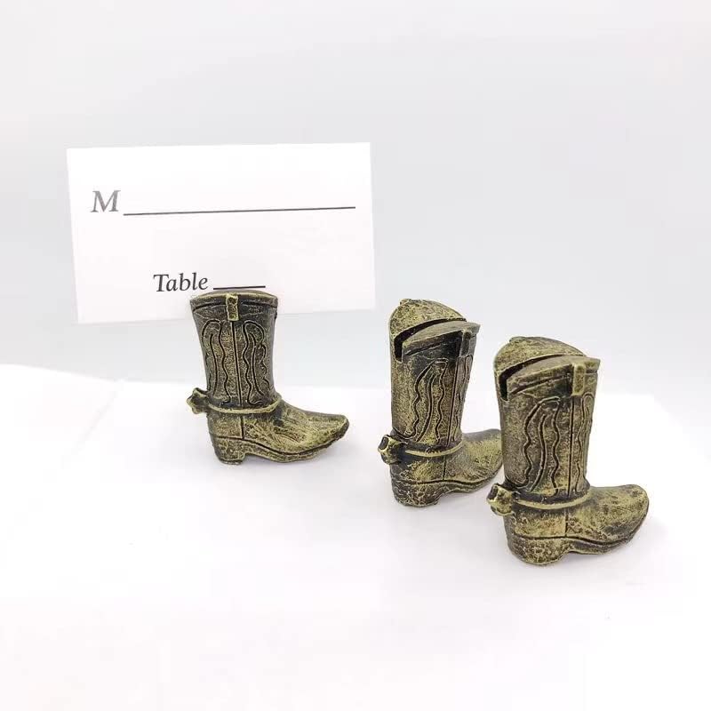 Bi-sonic lee 10PCS Golden Cowboy Boots Table Card Holder,Place Card Holders, Table Number Holder,Photo Holders, Party Favors, Wedding Decorations (Cowboy Boots,Golden)