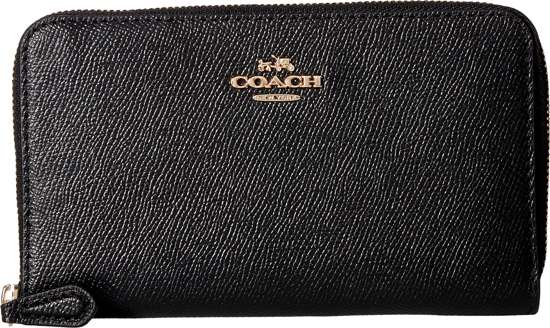 Coach Crossgrain Leather Medium Zip Around Wallet Li/Black One Size