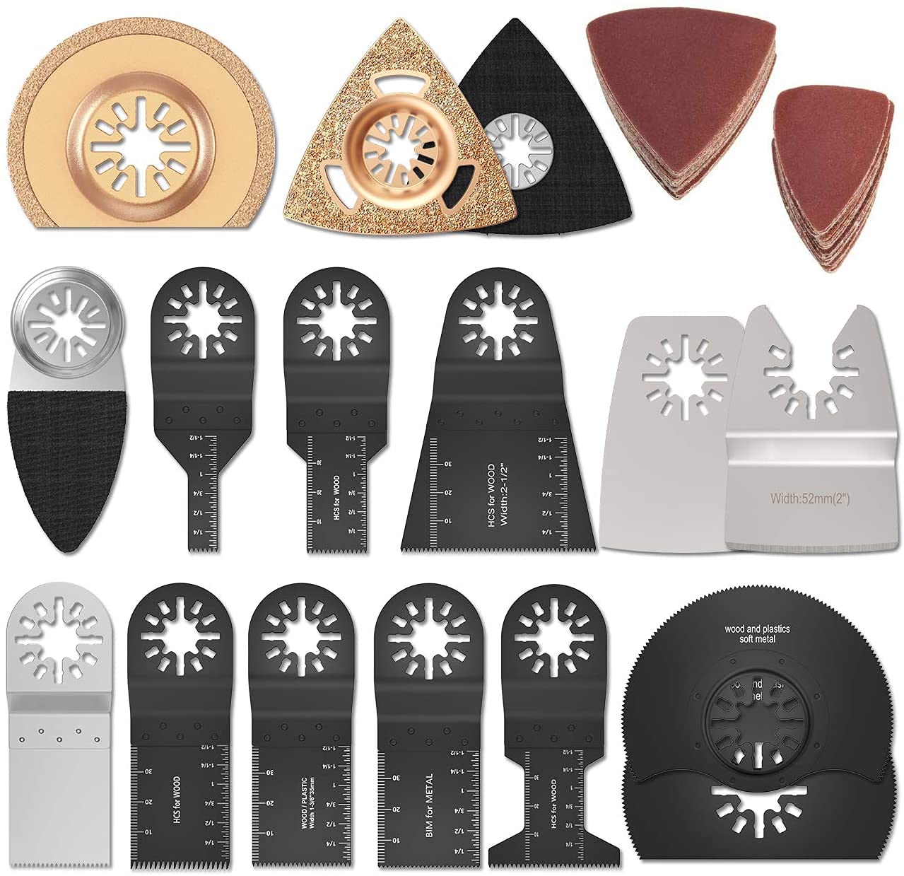 66 Pack Oscillating Saw Blades Kit, Metal Wood Cutting Oscillating Quick Release Mix Multi Function Multitool Blades Compatible with Makita, Bosch, Dremel, Multimaster, Dewalt, Black&Decker