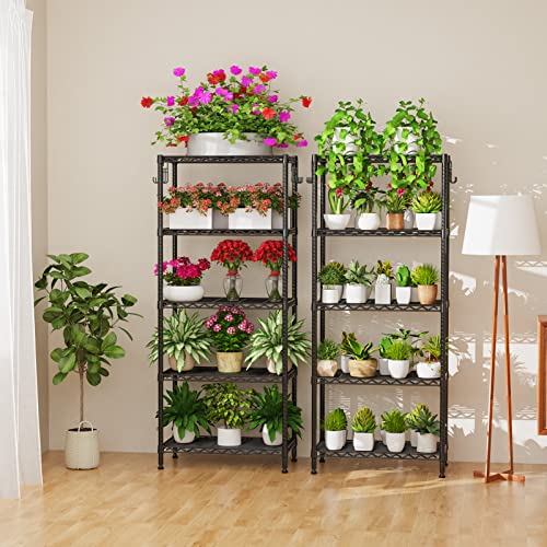 LEHOM 5-Tier Metal Storage Shelves Wire Shelving Unit Storage with Adjustable Leveling Feet for Laundry Bathroom Kitchen,Steel Organizer Wire Rack 220 LBS Capacity(23.63" L×13.78" W×59.1" H)