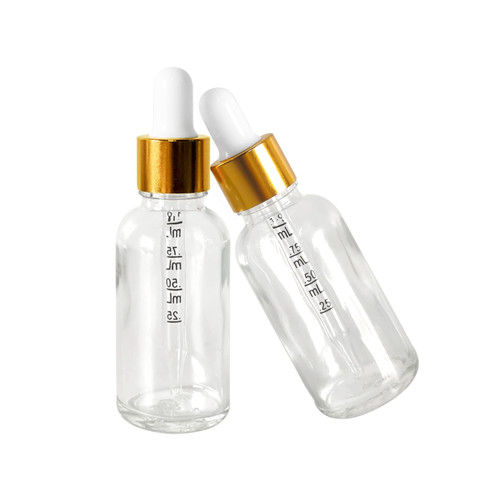 BEGIKET 12 Pack 1oz Glass Dropper Bottles 1oz (30ml) Clear Glass Bottles with Glass Eye Dropper, Liquids Tincture Bottles, Leak Proof Travel Bottles for Essential Oils
