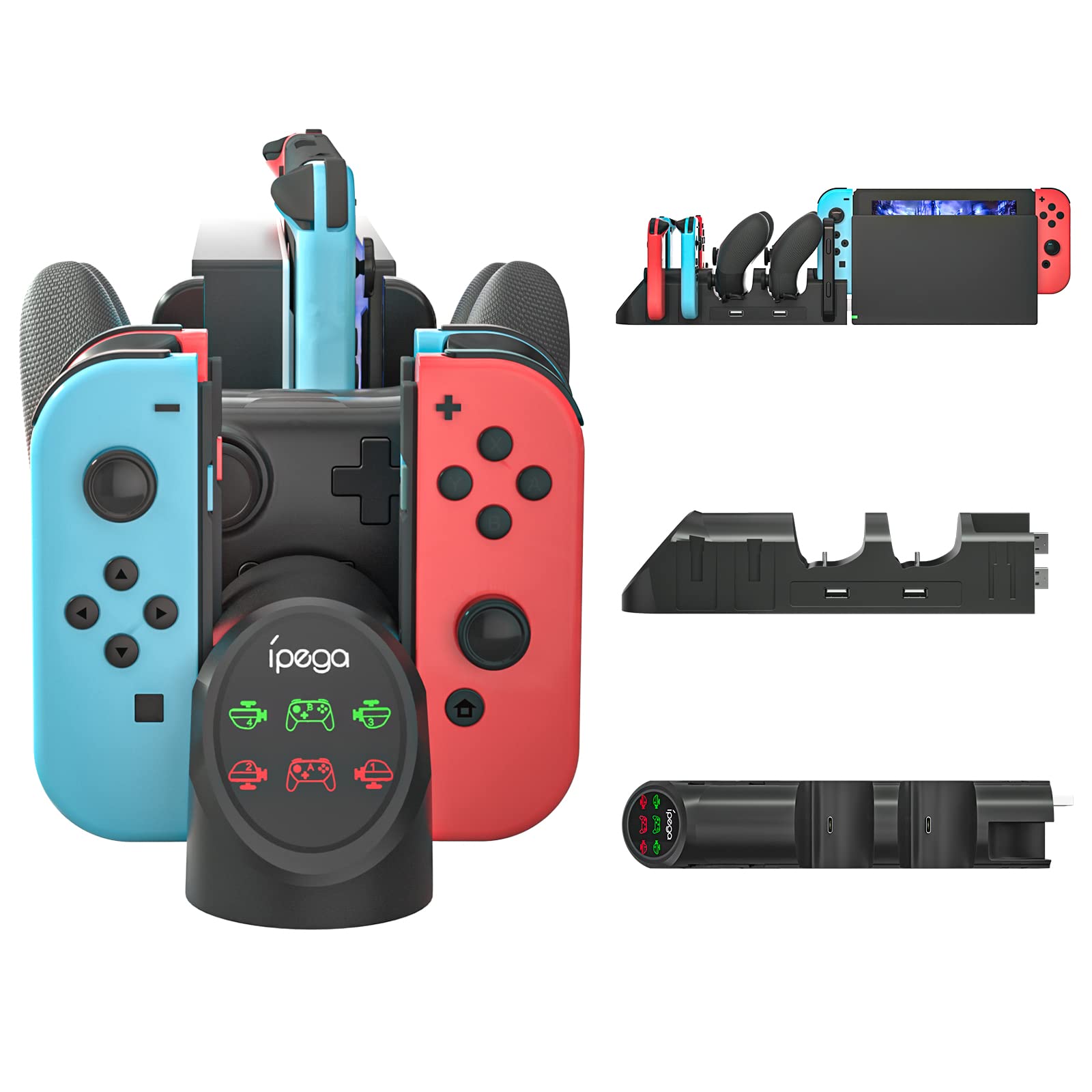 Charging Dock for Nintendo Switch, Charging Station for Nintendo Switch Joy Cons and Nintendo Switch Pro Controllers with LED Indicator