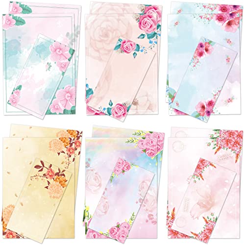 Stationary Set Japanese Stationery Paper and Envelopes Stationary Supplies Watercolor Floral 48