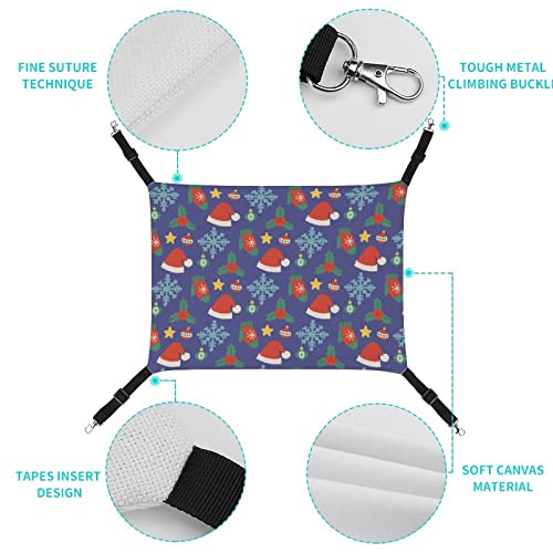 Christmas Hats Pattern Pet Hammock Comfortable Adjustable Hanging Bed for Small Animals Dogs Cats Hamster