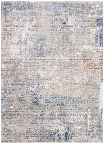 SAFAVIEH Dream Collection 2'6" x 4' Grey/Blue DRM428F Modern Abstract Premium Viscose Accent Rug