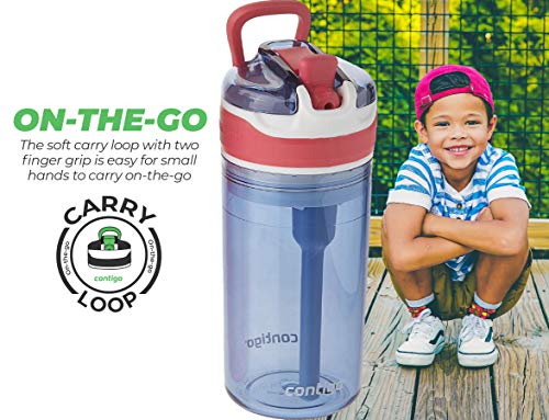 Contigo Snack Hero Water Bottle Set, 2-in-1 Water Bottle with 4oz Snack Compartment & 13oz Spill-Proof Water Bottle - Red & Blue