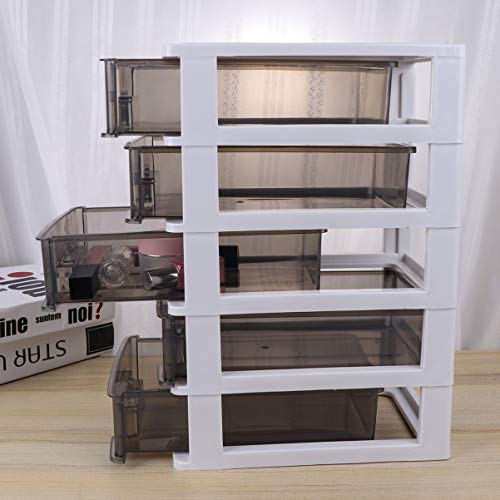 DECHOUS Plastic Storage Drawer, 5- layer Storage Cabinet Plastic Drawer, Portable Storage Rack Organizer clear Drawer Organizers Makeup Organizer Makeup Drawer Clear Jewelry Organizer