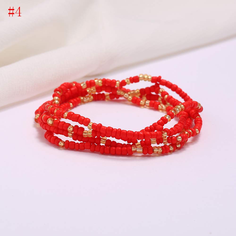 6 Pieces Waist Bead Chains Boho Beads Waist Chains,African Waist Bead Body Chain,Summer Jewelry Waist Bead Set,Elastic Colorful Beaded Belly Chain,Beach Bikini Belly Chains for Women and Girls.