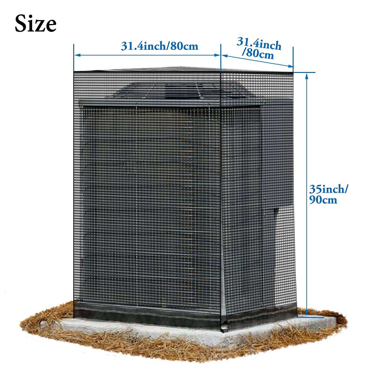 CoastaCloud Air Conditioner Covers for Outside Units, Full Mesh Central Air Conditioner Cover, All Seasons AC Leaf Guard Cover for Outdoor, 31.5" x 31.5" x 35.4" / 80 x 80 x 90cm, Black