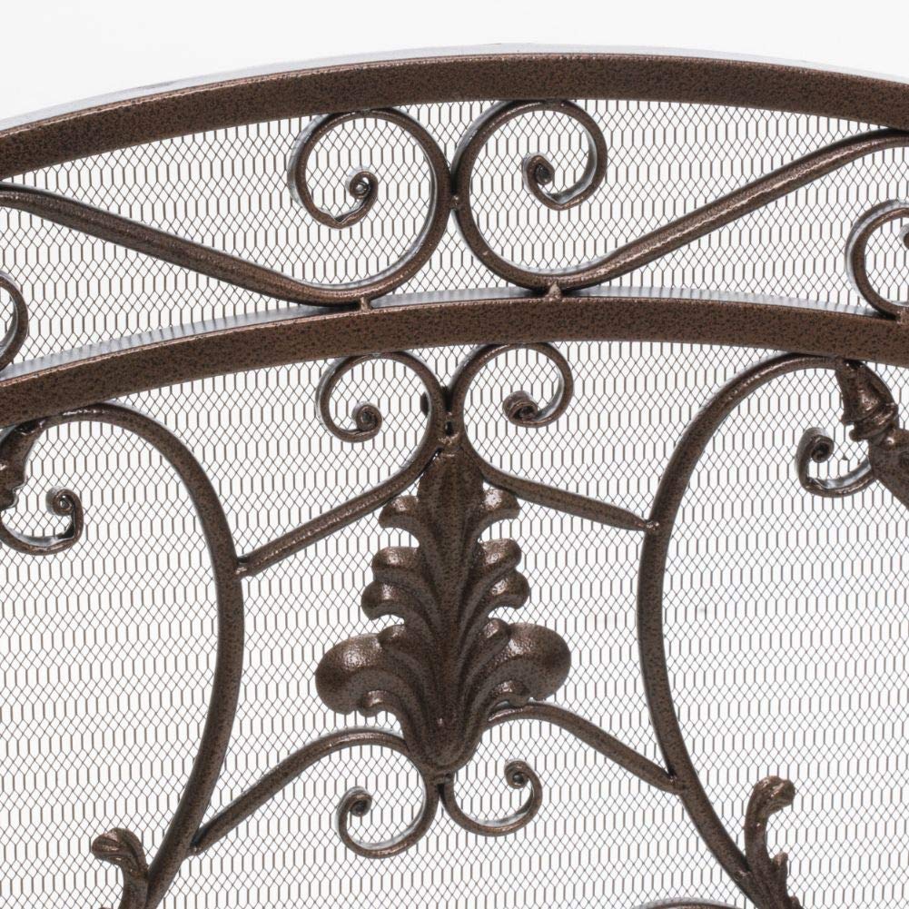 Christopher Knight Home Waterbury Fireplace Screen, Gold Flower On Black