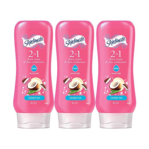 Skintimate 2-In-1 Moisturizing Shave Cream for Women With Skin Conditioner, Coconut Silk, 8 Oz, 3 Count (Pack of 1)