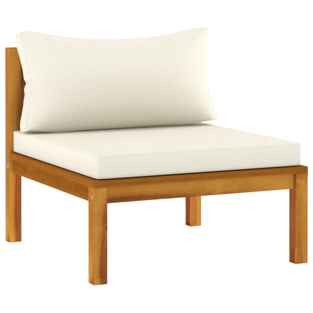 FAMIROSA 7 Piece Patio Lounge Set with Cream Cushion Solid Acacia Wood - 174.82 lbs