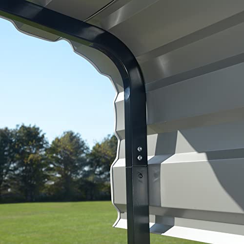 Arrow Sheds Amazon Exclusive 10' x 15' x 7' 29-Gauge Carport with Galvanized Steel Roof Panels and Enclosure Kit, Charcoal
