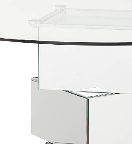 Meridian Furniture Haven Collection Modern Contemporary Mirrored Dining Table with Round Tempred Glass Top, 50" W x 50" D x 31.5" H