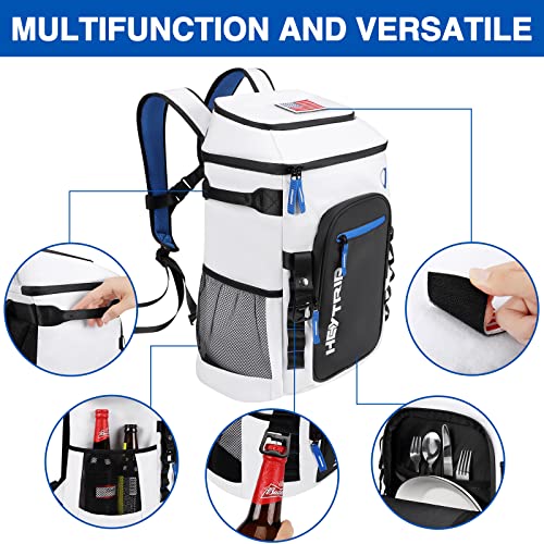 Heytrip Cooler Backpack 54 Cans Insulated Cooler Bag with Sternum Strap, Keep Freeze for 20 Hours, Waterproof & Leak-Proof Cooler with Multi-Compartments(White)