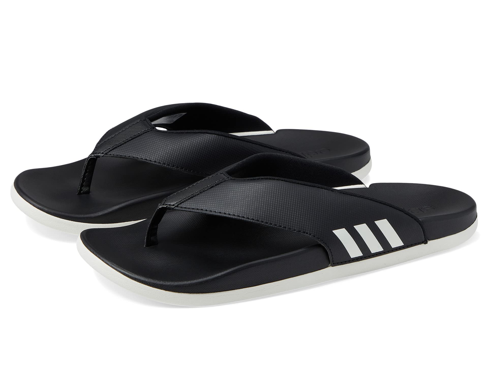 adidas Women's Adilette Comfort Flip Flop Slide Sandal, Black/White/Black, 7
