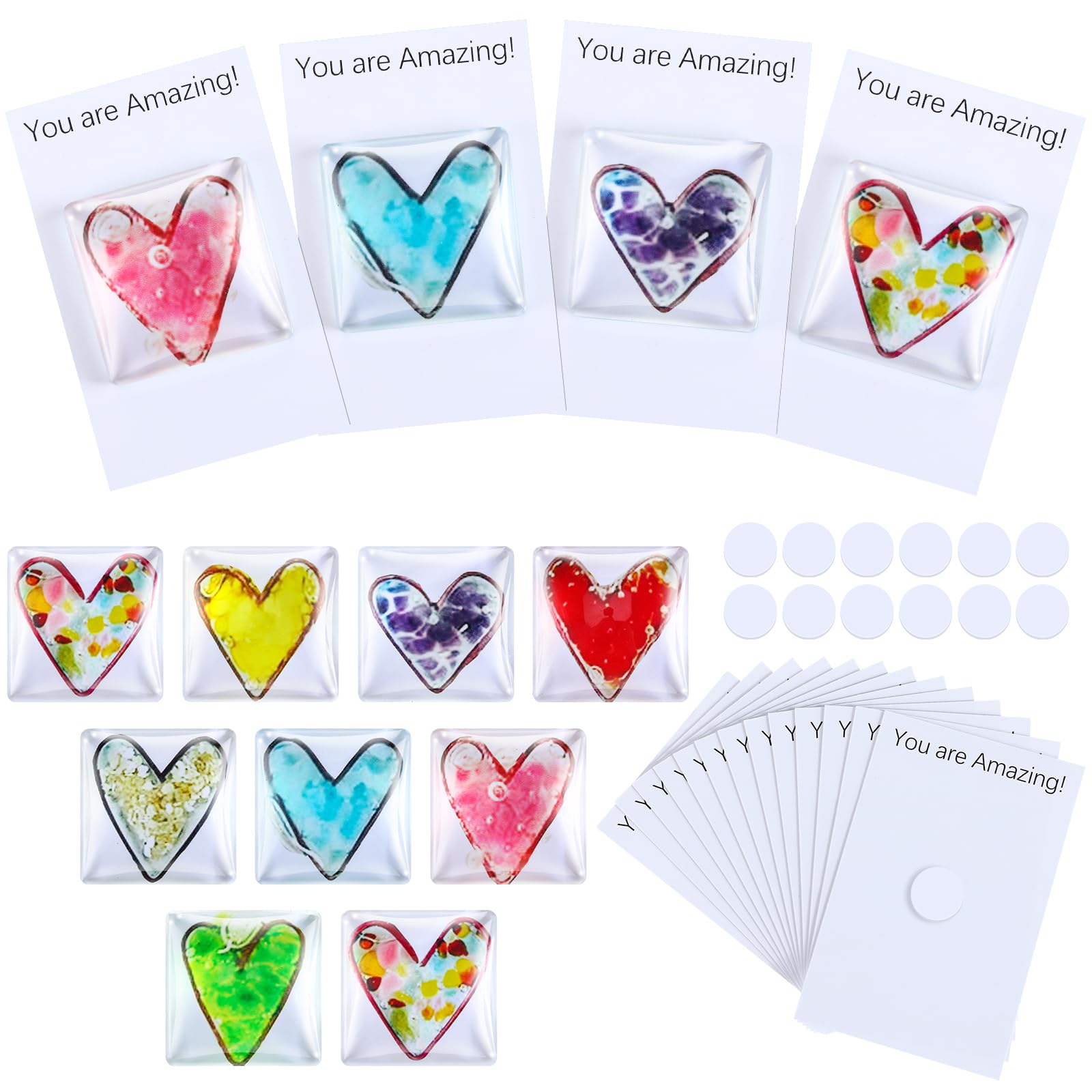 Landical 12 Pcs Heart Pocket Hug Token Glass Heart Pocket Hug Token for Women Men Thank You Hug Token Gift Employee Appreciation Hug Token Gifts Inspiration Gift Valentine Day(Inspirational)