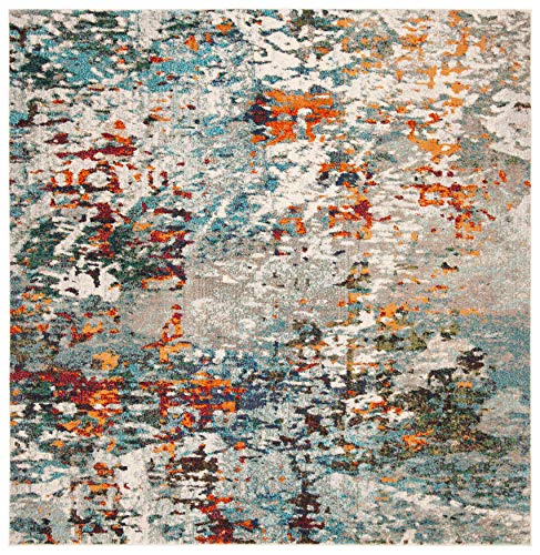 SAFAVIEH Madison Collection 10' x 14' Grey/Blue MAD471F Modern Abstract Non-Shedding Living Room Bedroom Dining Home Office Area Rug