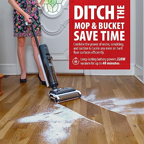 Deco Home 220W Wet/Dry All-in-One Vacuum and Hard Floor Cleaner, Cordless Battery with Self-Cleaning Charging Dock, 3 Smart Programs, Digital Display
